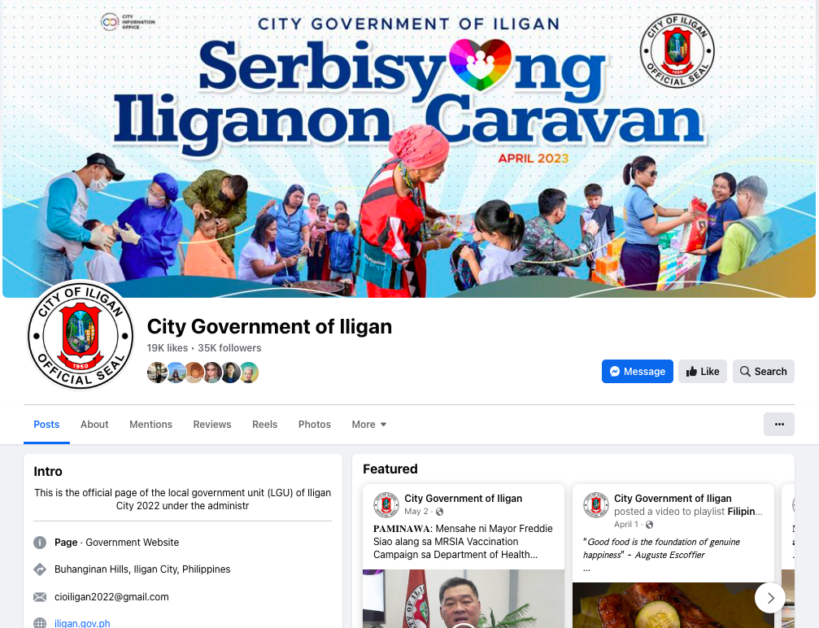 事实查证:Facebook上流传着Iligan LGU的假页面